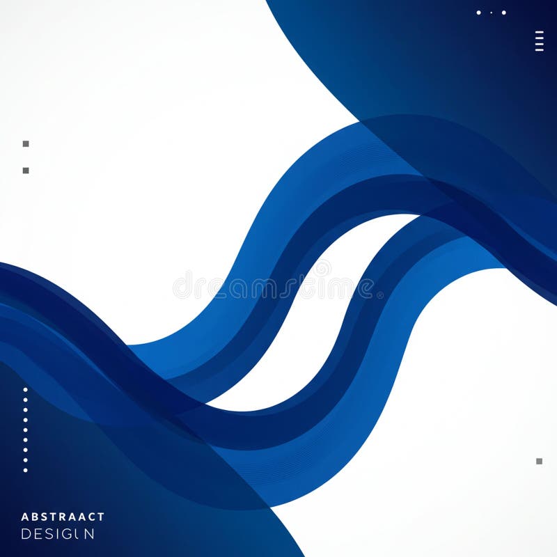 Abstract Design Featuring Flowing, Overlapping Wavy Lines in Gradients of Blue Against a White ...