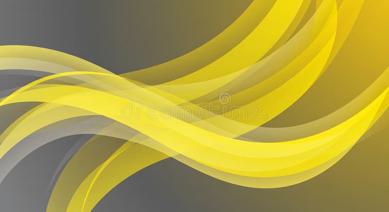 Abstract Design Featuring Flowing Yellow and Gray Translucent Waves ...
