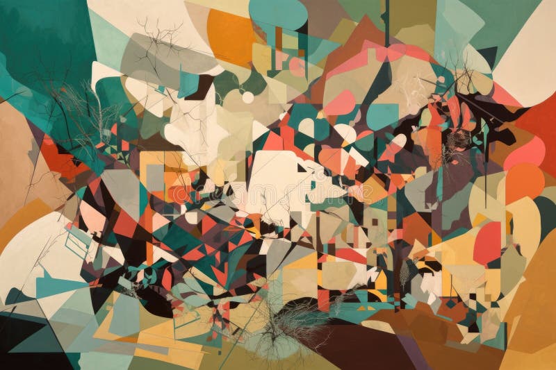 Abstract Design Featuring Fragmented and Deconstructed Shapes in a ...