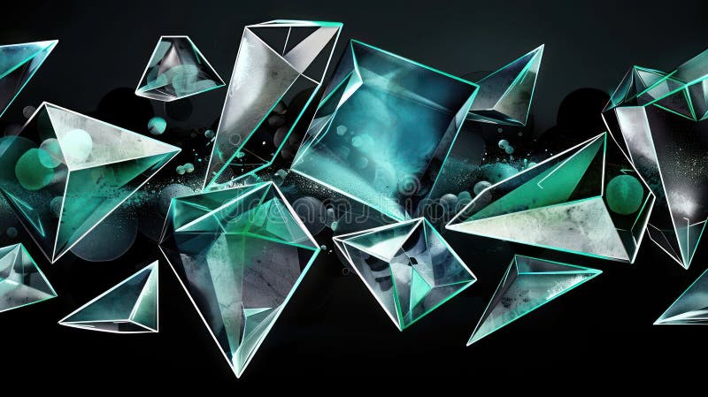 Abstract Design Featuring Fragmented Geometric Shapes with a Blue and ...