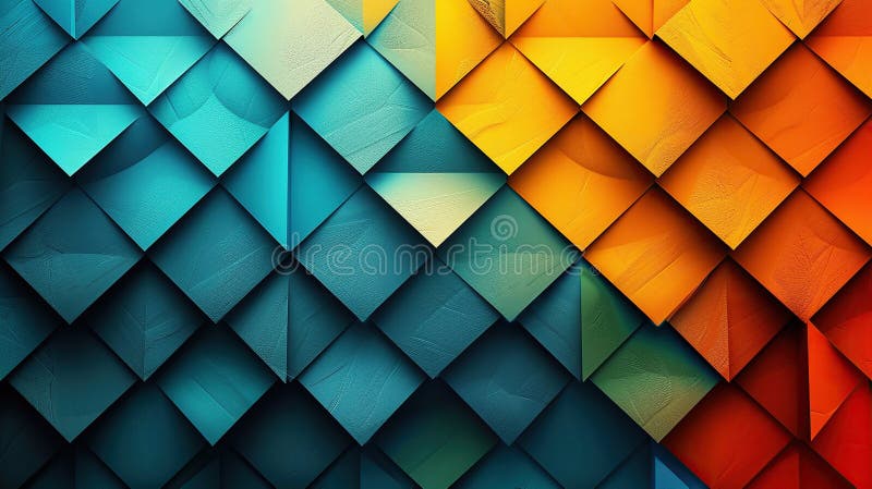 Abstract Geometric Pattern with Blue and Orange Squares Stock ...