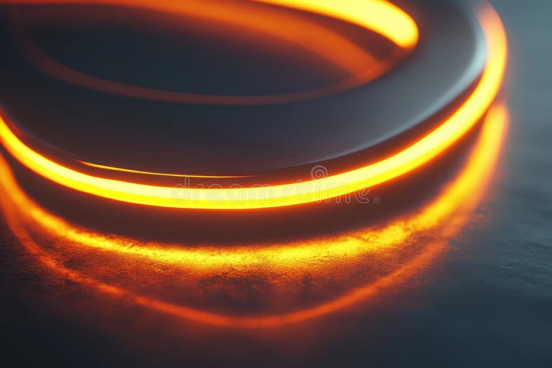 Abstract Design Featuring a Glowing Orange Loop on a Reflective Surface ...