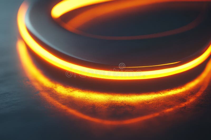 Abstract Design Featuring a Glowing Orange Loop on a Reflective Surface ...