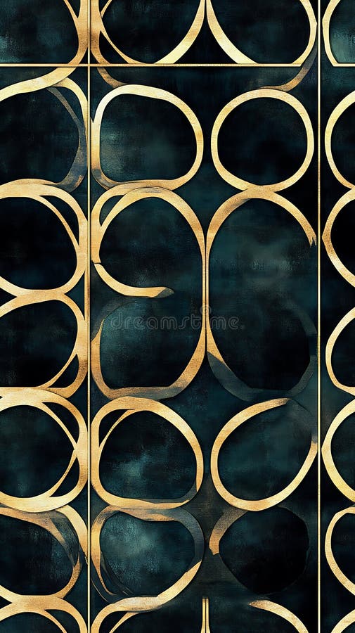Abstract Design Featuring Interlocking, Curvilinear Golden Patterns on ...