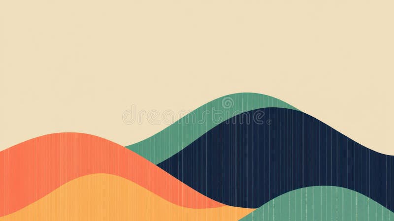 Abstract Design Featuring Layered Waves in Warm and Cool Colors on a ...
