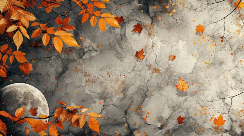 Abstract Design Featuring a Marble Texture Background, Golden Autumn ...