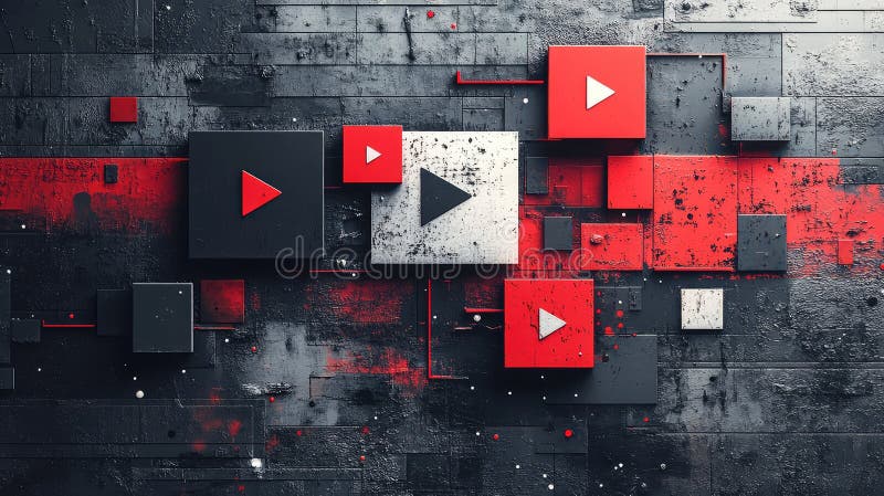 Abstract Design Featuring Multimedia Elements Like Play Buttons Icons ...