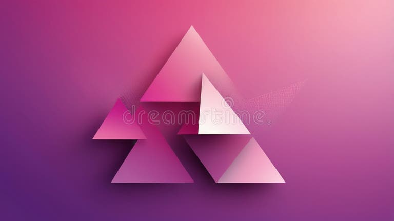Abstract Design Featuring Overlapping Pink and White Triangles on a Gradient Purple Background ...