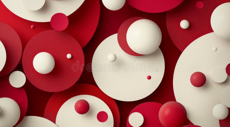 An Abstract Design Featuring a Pattern of Red and White Circles with ...