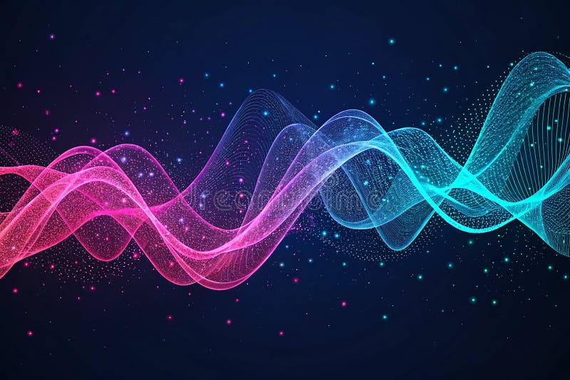 Abstract Pink-Blue Frequency Signal Waves with Particles on a Dark ...