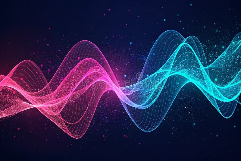 Abstract Pink-Blue Frequency Signal Waves with Particles on a Dark ...