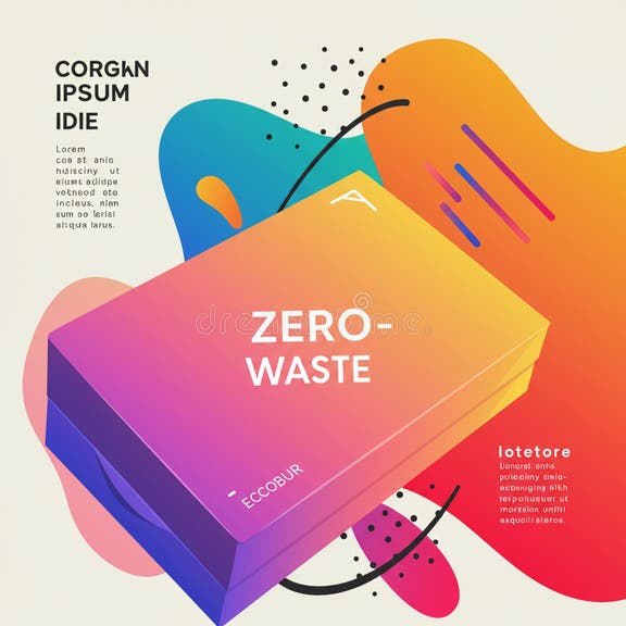 Abstract Design Featuring a Rectangular Box with "ZERO WASTE" and ...