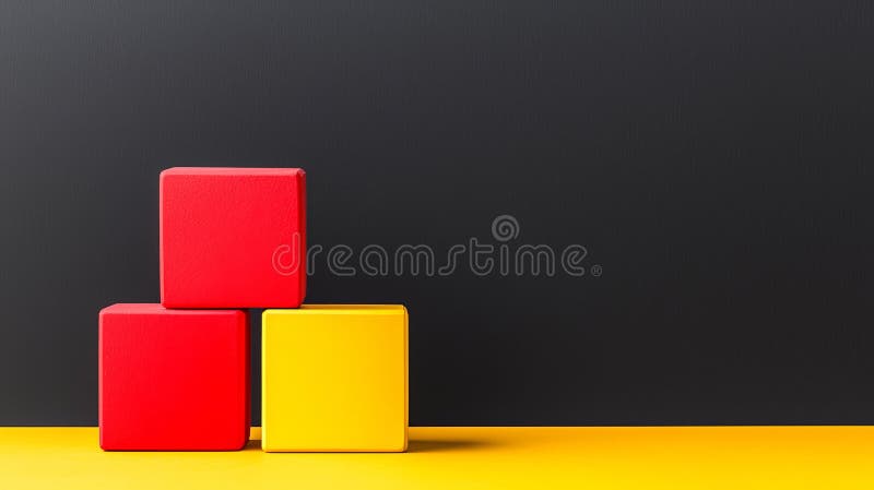 An Abstract Design Featuring Red and Black Geometric Shapes on a Yellow ...