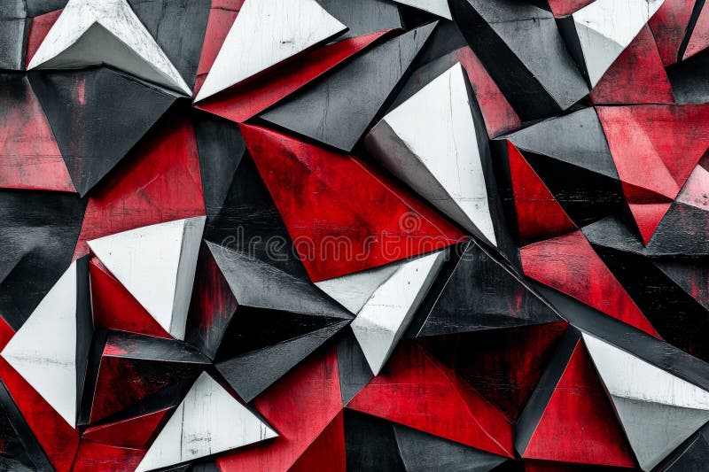 Abstract Design Featuring Sharp Triangular Forms in Vibrant Red and ...