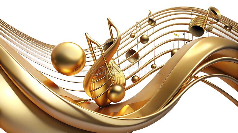 Abstract Golden Musical Notes Staff Rhythmic Melody Png Transparent ...