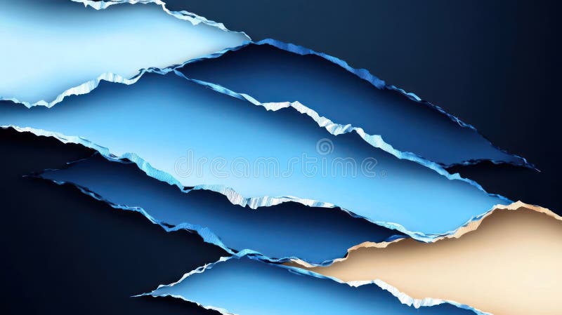 Abstract Design Featuring Torn Paper Layers in Varying Shades of Blue ...