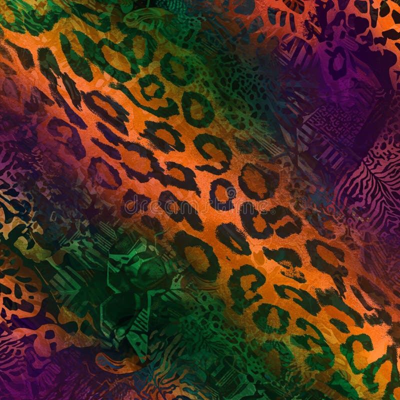 An Abstract Design Featuring a Vibrant Leopard Print Pattern with a ...
