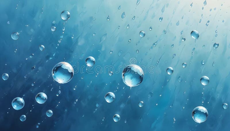 Abstract Design Featuring Water Droplets Falling on a Blue Background ...