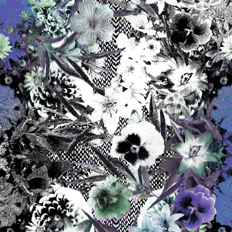 Abstract Design of Flowers and Leaves Ready for Textile Prints. Stock ...