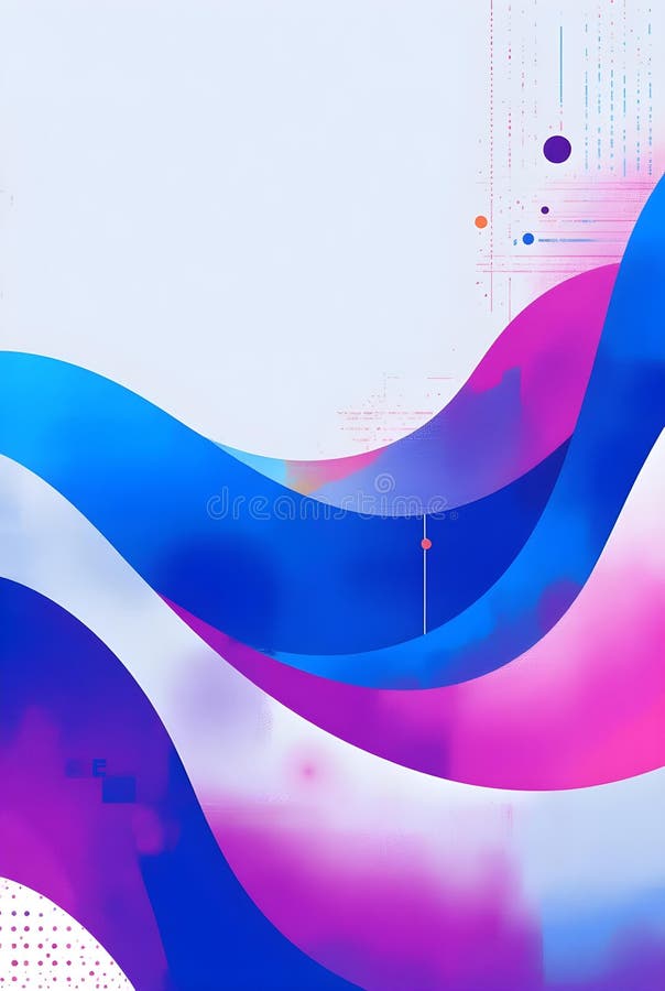 Abstract Design with Flowing Blue and Pink Waves Stock Illustration ...