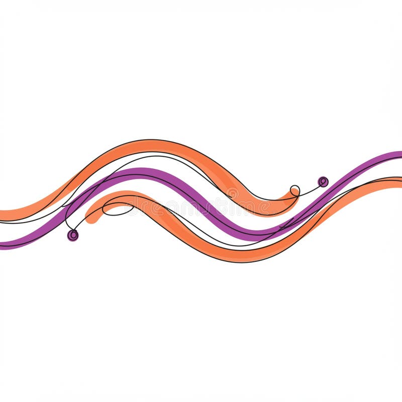 Abstract Design with Flowing Lines in Orange and Purple. Curved Lines ...