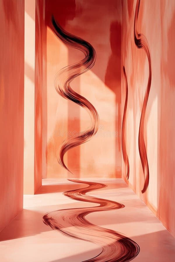 Abstract Design with Flowing Lines in a Warm, Peachy Color Palette ...
