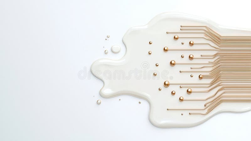 Abstract Design of Flowing Liquid, Shiny Beads, and Organic Shapes on a ...