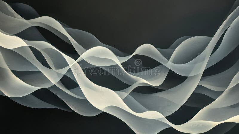 Abstract Design of Flowing, Translucent Waves Against a Dark Background ...