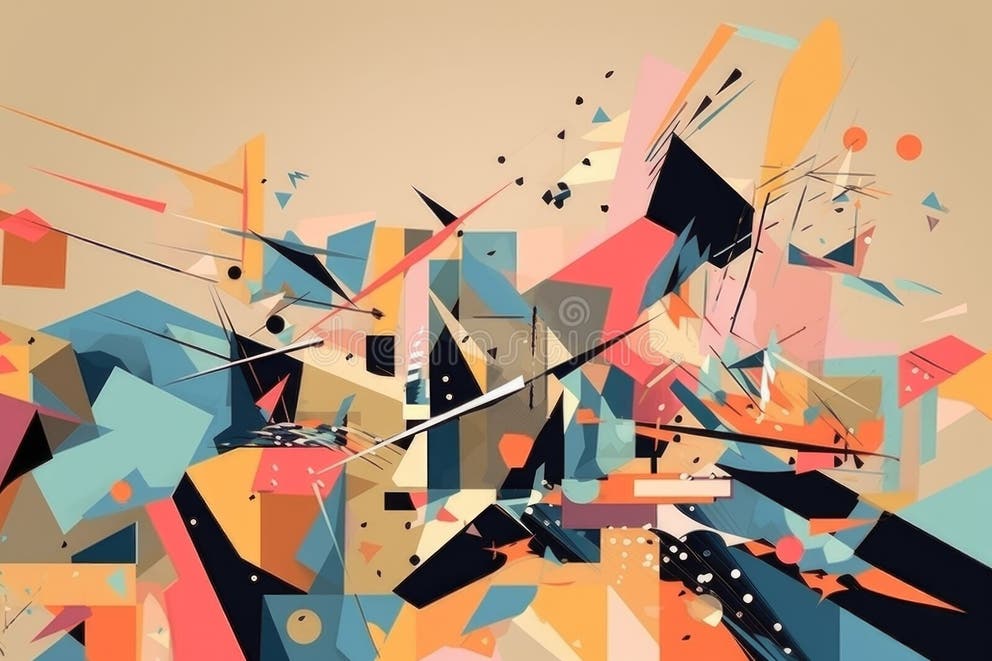 Abstract Design with Fragmented and Deconstructed Shapes in Different ...
