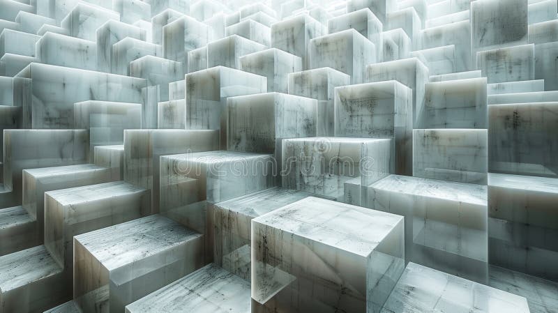 Abstract Design with Futuristic White Metal Cubes on Textured Surface ...