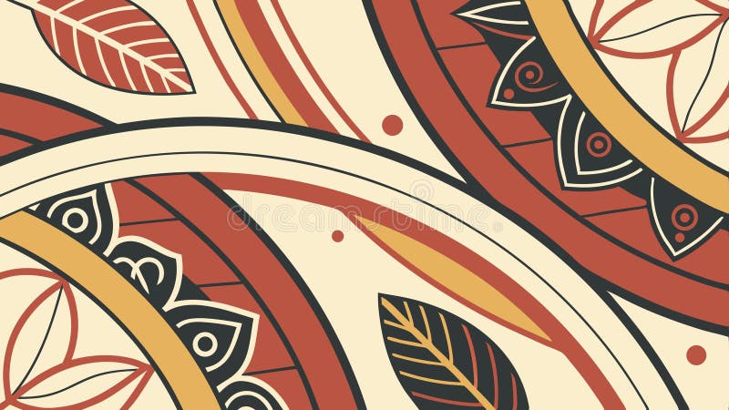 Abstract Design with Geometric Shapes, Curves, and Organic Leaf ...