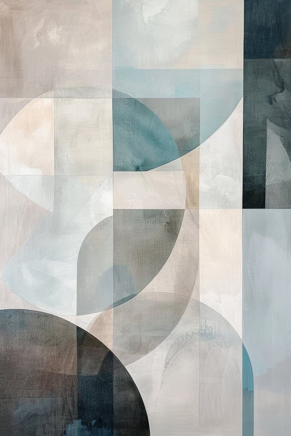 Abstract Design with Geometric Shapes and Layered Elements in Soft Blue ...