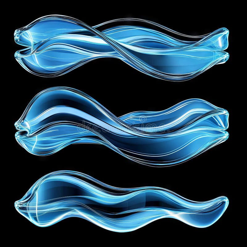 Abstract Design with Glossy Blue Curves and Shapes. Stock Photo - Image ...