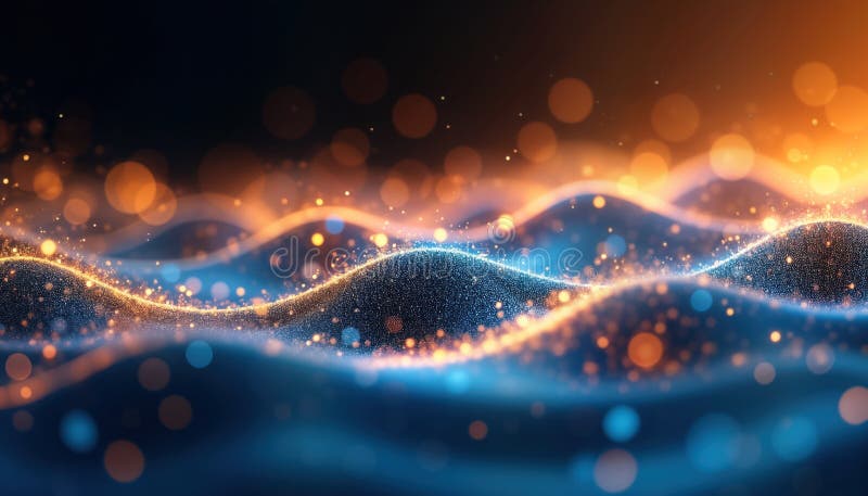 Abstract Design with Gold, Blue Light Waves. Mesmerizing Visual Effect ...