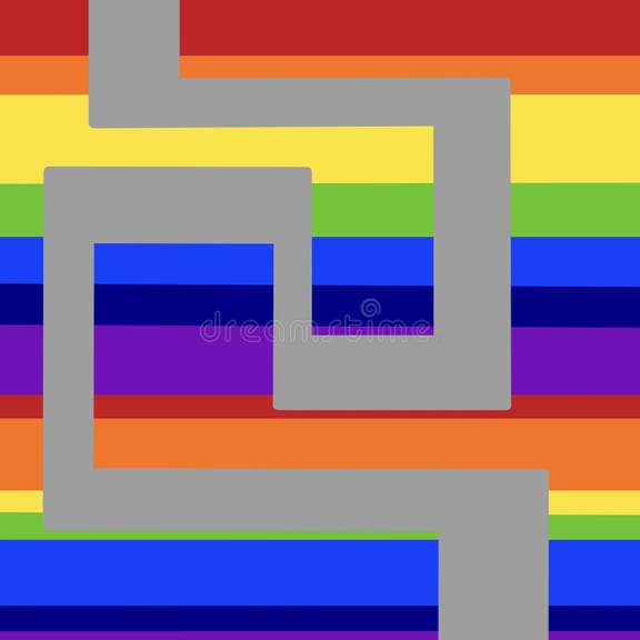 Gray Path on Rainbow Striped Background Stock Illustration ...