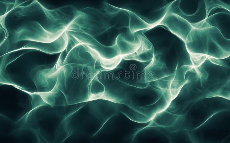 In an Abstract Design, Green Lightning Strikes through a Cloudy ...