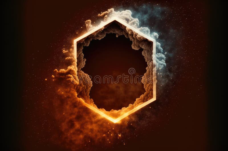 Abstract Design of Hexagon Shape Clouds with Dying Colorful Particles ...