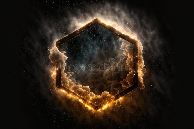 Abstract Design of Hexagon Shape Clouds with Dying Colorful Particles ...