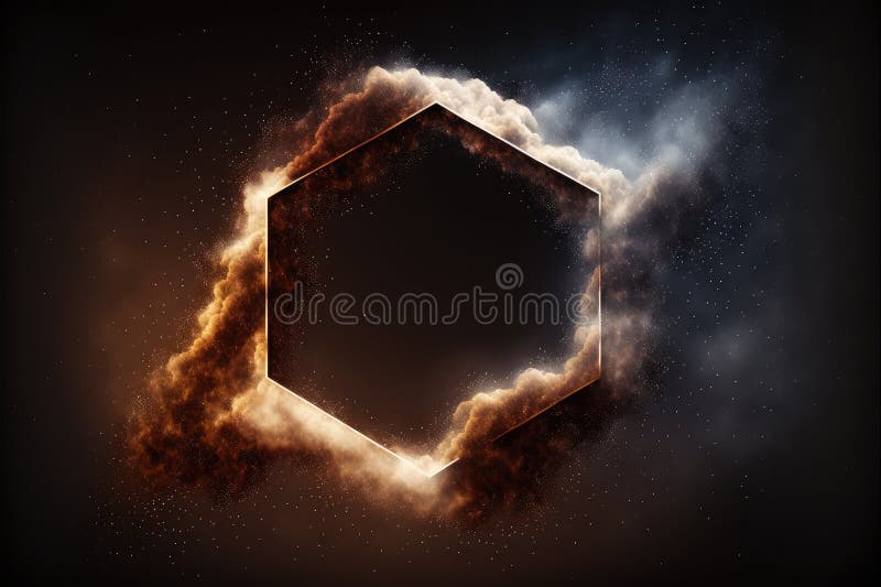 Abstract Design of Hexagon Shape Clouds with Dying Colorful Particles ...