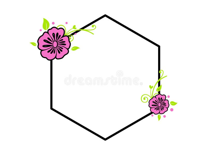 Abstract Design of Hexagonal Floral Wreath Flower Illustration Stock ...