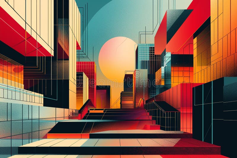 An Abstract Design Illustration Inspired by Architectural Forms, with ...