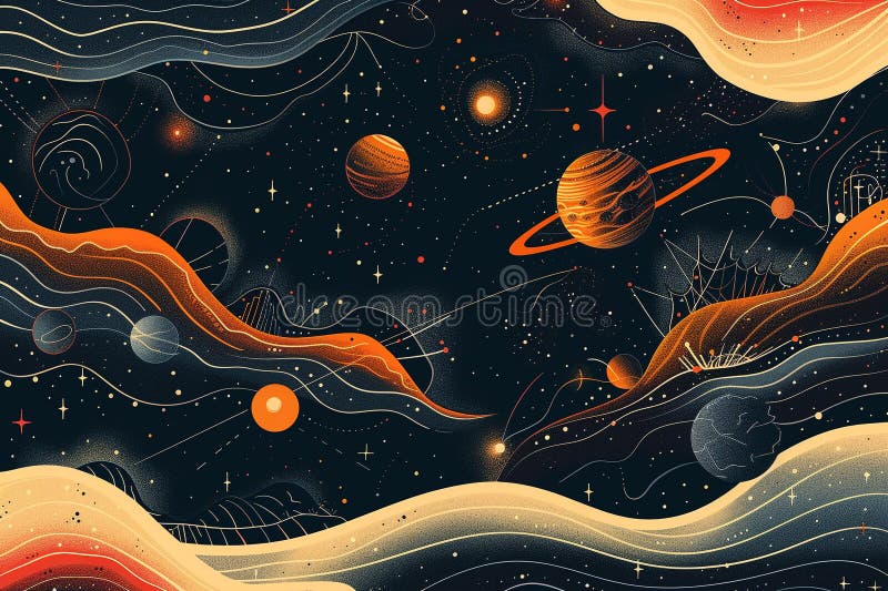 An Abstract Design Illustration Inspired by Cosmic Elements, Featuring ...