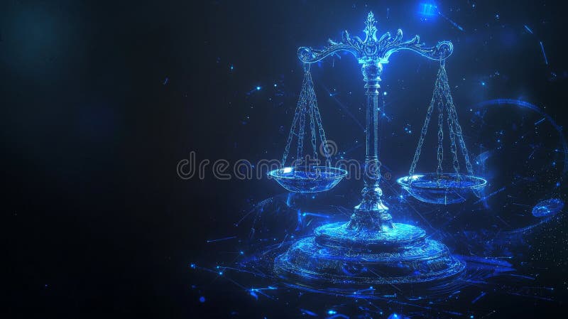 An Abstract Design Incorporating Elements Such As a Scale of Justice or ...