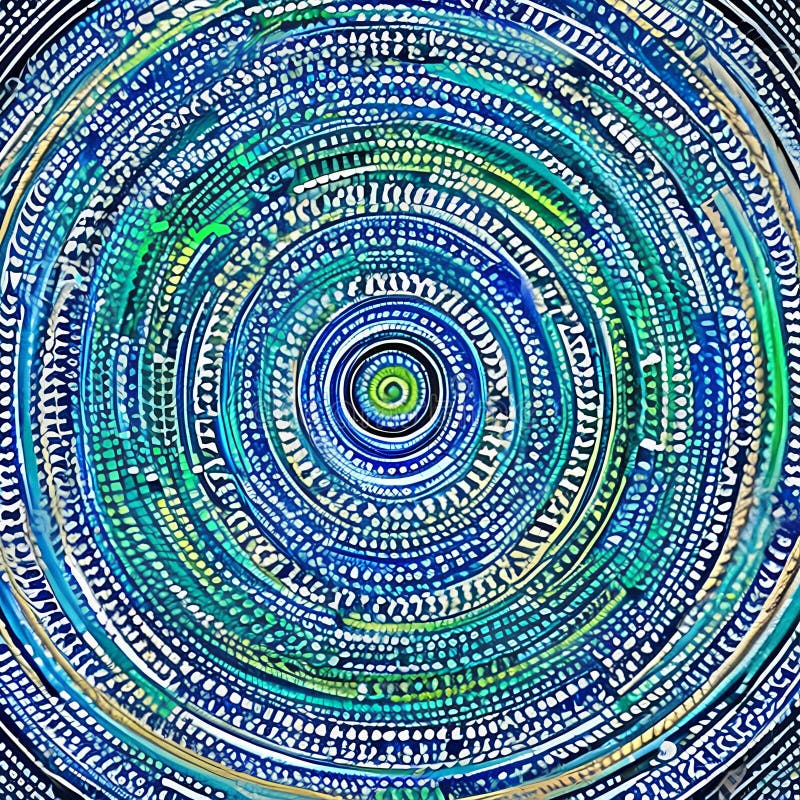 An Abstract Design with Interlocking Circles in Shades of Blue and ...