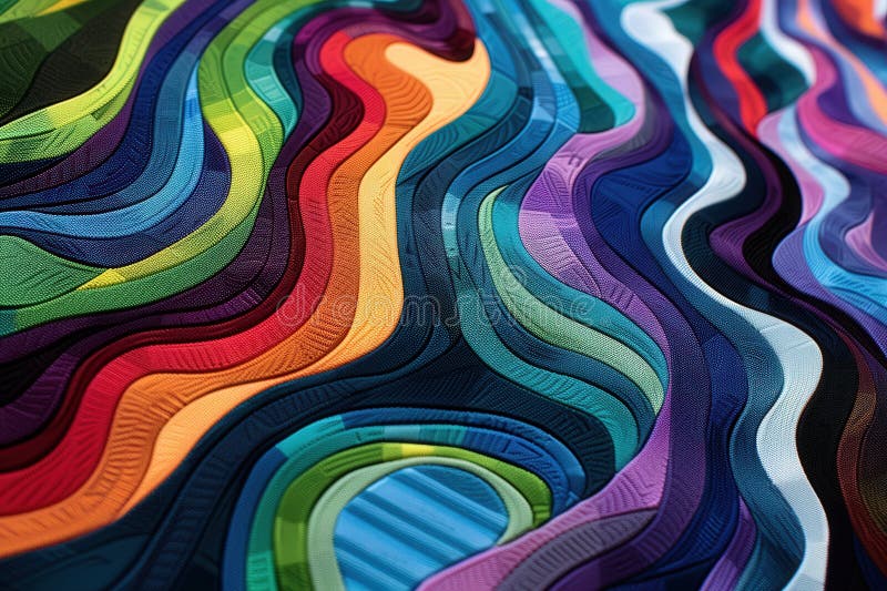 Layered Rainbow Waves in Abstract Design Stock Illustration ...