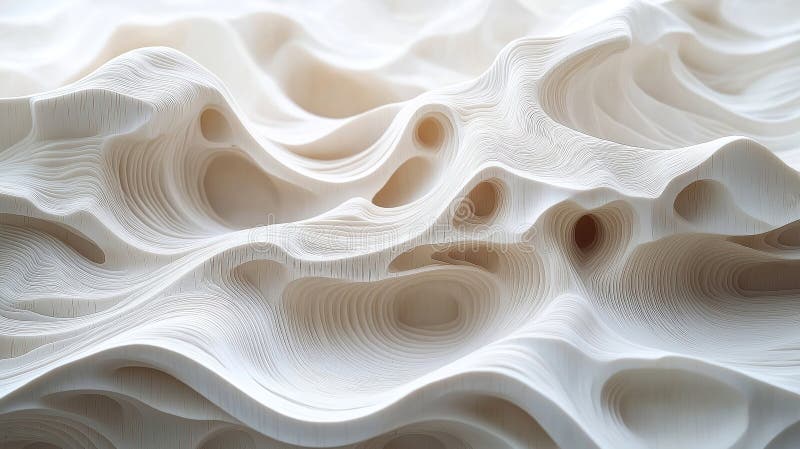 Abstract Design with Layered White Plywood Texture. Complex Curves ...