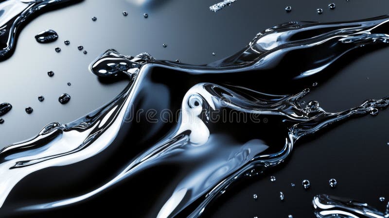 Abstract Design of Liquid Mercury or Silver Metal Flowing on a Flat ...