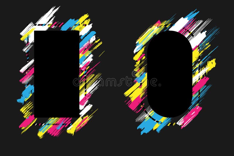 Abstract Design Modern Frames with Colorful Brush Stroke Decoration ...
