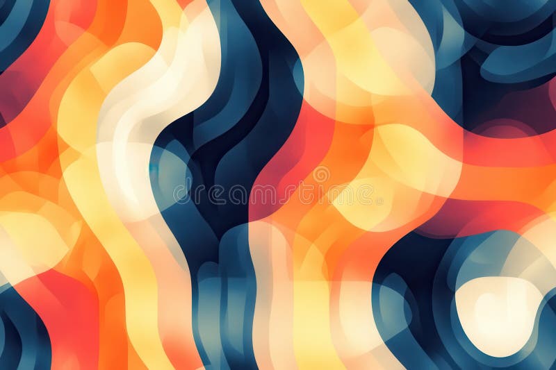 Abstract Pattern of Intertwined Wavy Lines in Orange, Yellow, and Blue ...