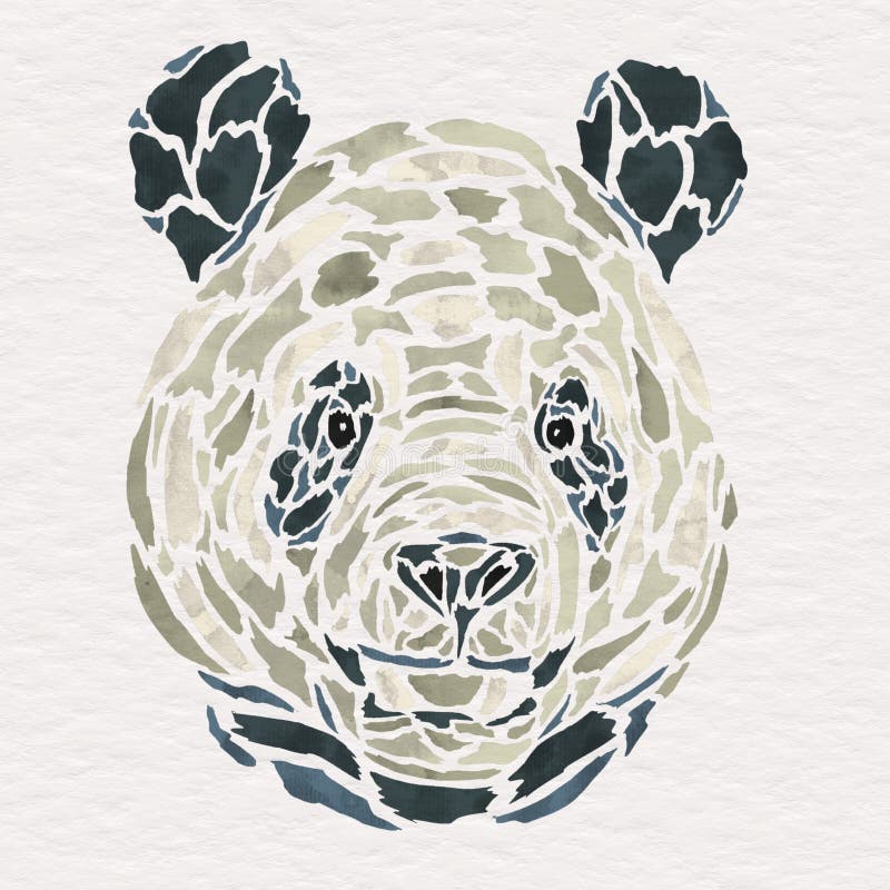 Abstract Design of a Panda Bear Face with Texture of Watercolor Stains ...